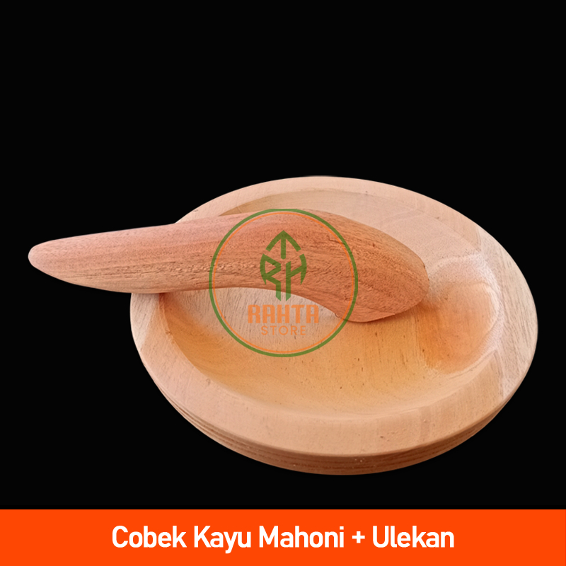 KAYU Kt01- SETT Mahogany Wood Mortar and Peel/Cobek Natural Tasikmalaya ...