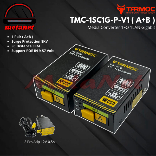 Tarmoc TMC-1SC1G-P-V1 | Media Converter 1FO 1LAN / 1 FO 1 LAN Gigabit ...