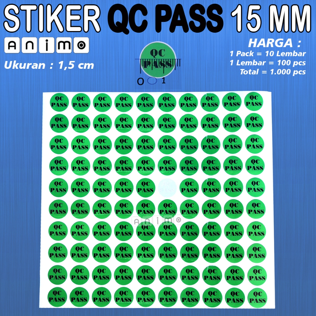 Qc PASS Round STICKER 15 mm - QC PASSED - QC REJECT - HOLD PROCESS ...