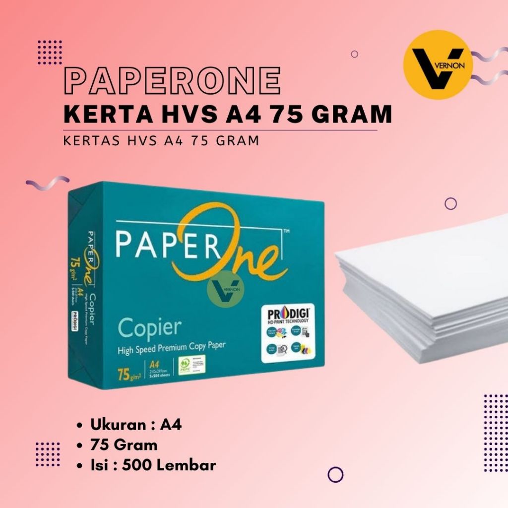 Paperone HVS A4 Paper 75 Gram HVS A4 Copier Paper 1 Ream 500 Sheets HVS ...