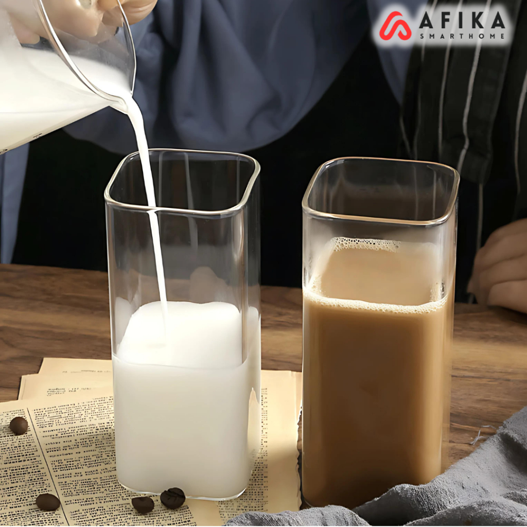 Glass Juice Box Aesthetic Square Glass 470ml | Shopee Malaysia