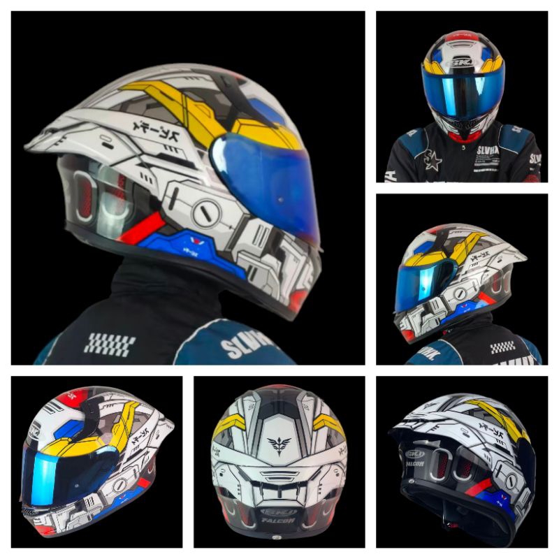 Full Face Helmet | Skj FALCON Gundam Motif | Premium Helmet Handsome ...