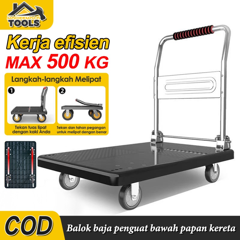 Folding trolley transport capacity 500 kg/large trolley 72×48 cm/cargo ...