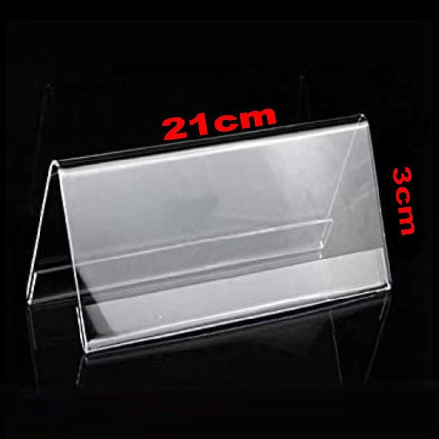 Acrylic 2 sided Label Stand Display - Acrylic Table Name 21cm x 3cm 2 ...
