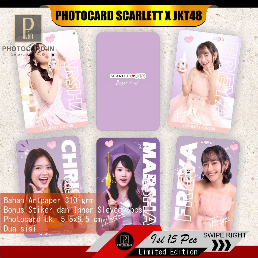 Photocard JKT48 Scarlett x JKT48 Edition Contains 15 pcs Two Sides ...