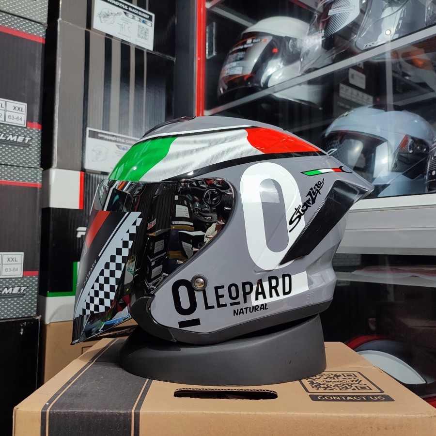 Js Armor Half Face Helmet Leopard Motif Visor Smoke SNI | Shopee Malaysia