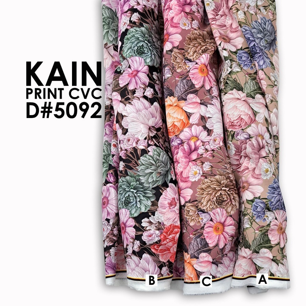 KATUN Cotton Fabric / CVC Printed Cotton Fabric Motif D-5092 (Per 0.50 ...
