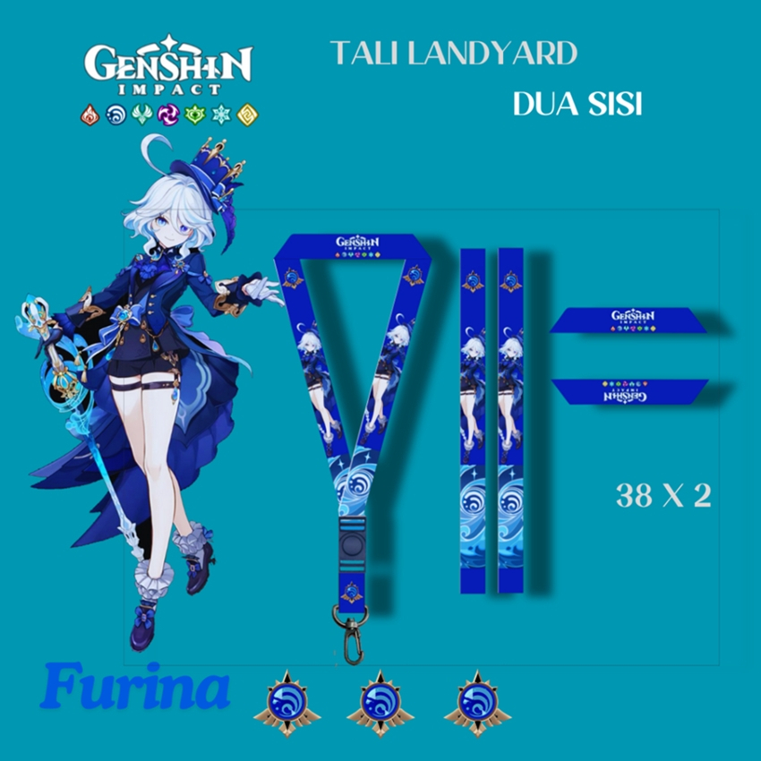 GANTUNGAN ID CARD LANYARD STRAP Genshin Impact Furina Keychain ID Card ...