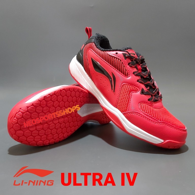 Original Lining Ultra IV 4 Red Black 079-6 Badminton Shoes | Shopee ...
