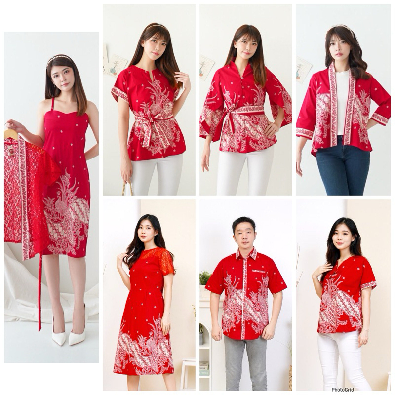 MERAH Chinese New Year RED batik couple / Sarimbit batik men women ...