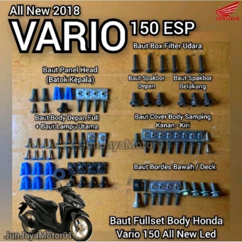 Complete Bolts Fullset Body Honda Vario 150 All New / Complete Bolts ...