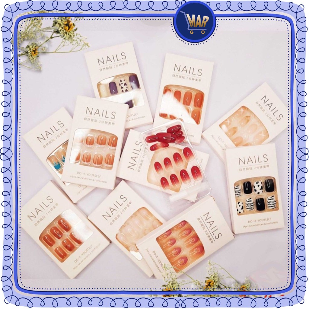 24 Pcs Cartoon Abstract Motif Fake Nails Character Manicure Stickers ...