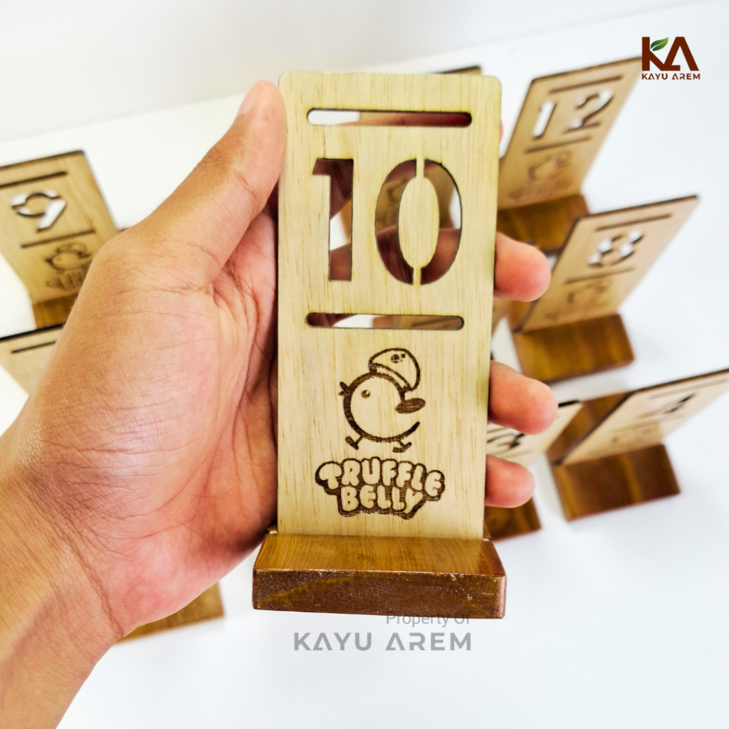 KAYU Wooden Table Numbers | Custom Logo Cafe Restaurant Table Number ...