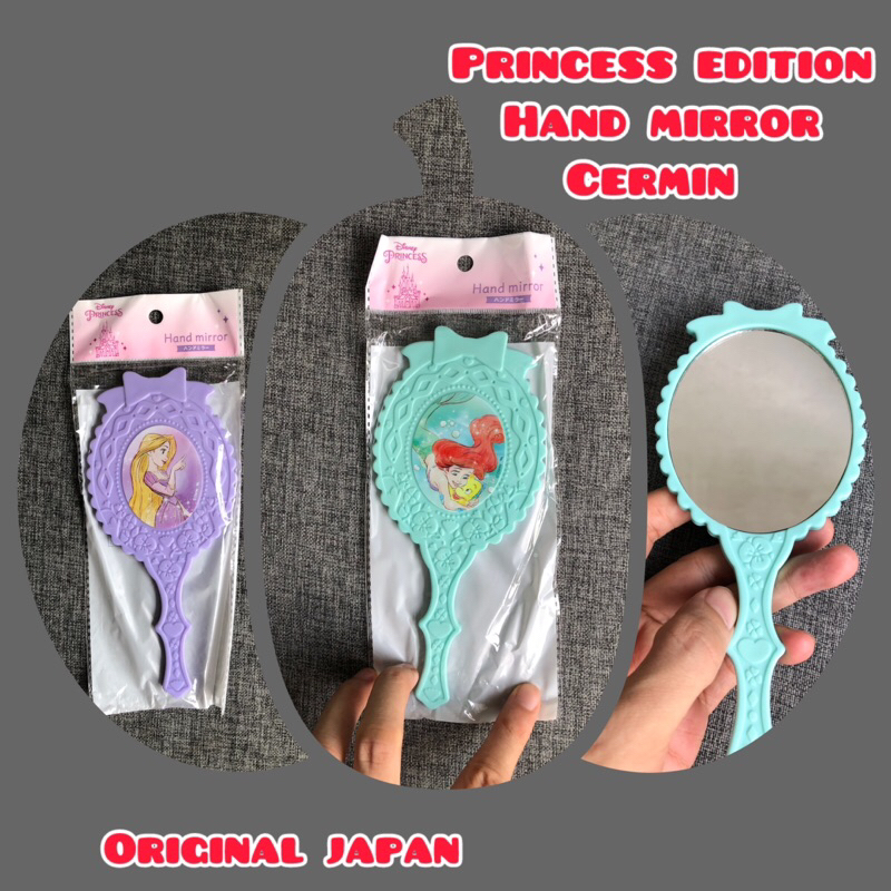 Hand mirror cute glass mirror disney princess edition rapunzel ariel ...
