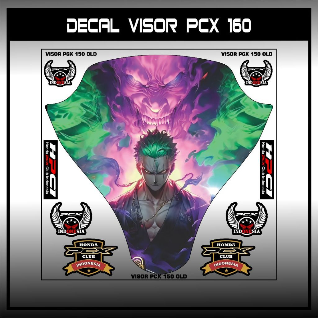 Honda PCX 160 ANIME ZORO LUFFY Winshield visor sticker / Winshield ...