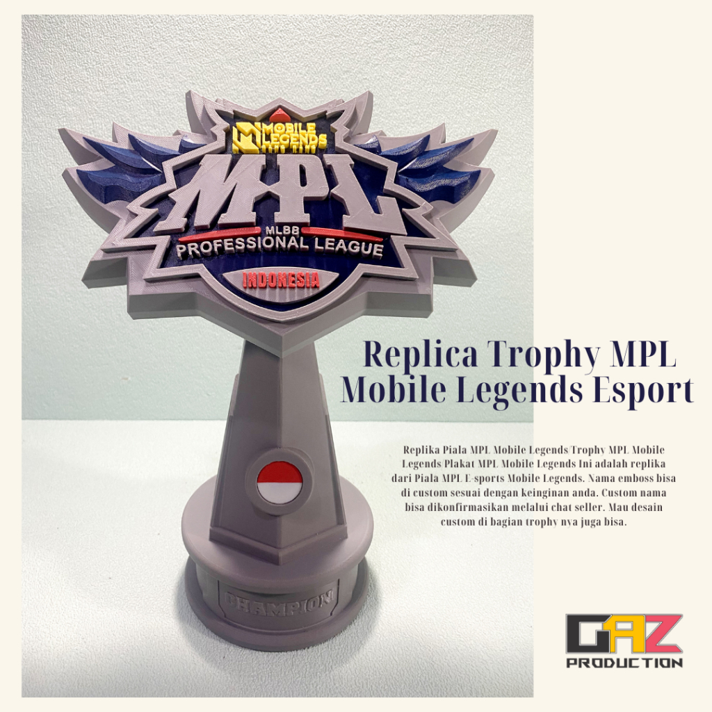 REPLIKA Mobile Legends Esport 3D Printed MPL Trophy Plaque Trophy ...