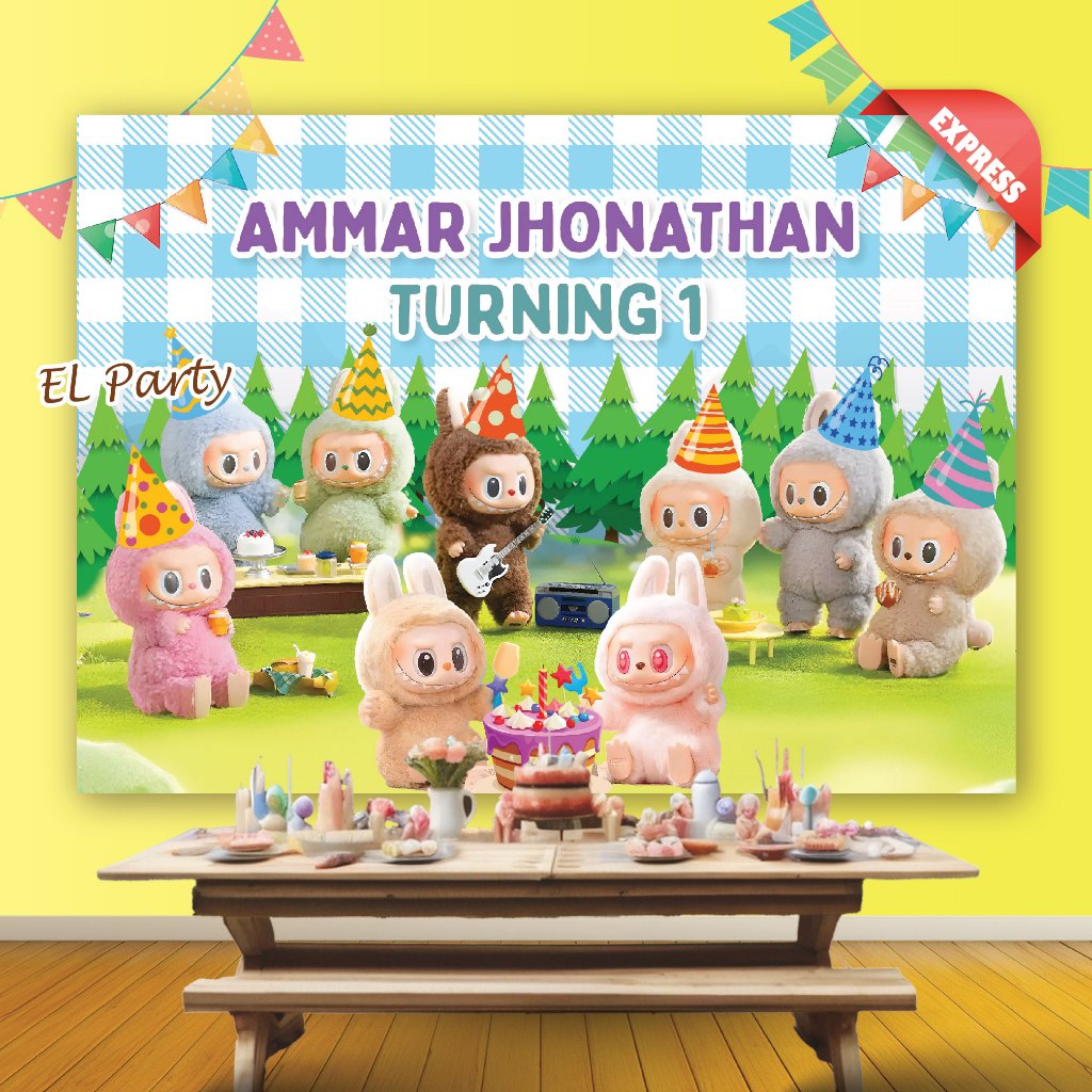 Labubu Birthday Banner Birthday Banner Character Costume Background ...