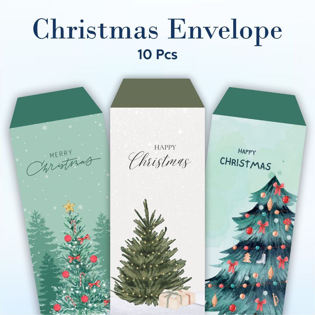 (12 Pcs) Christmas Envelopes Christmas Tree Variant / Aesthetic ...