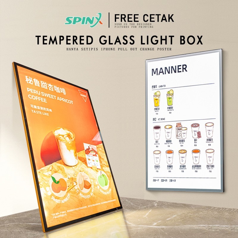 Spin X Tempered Glass Light Box Wall Mount Aluminum Glass Material ...
