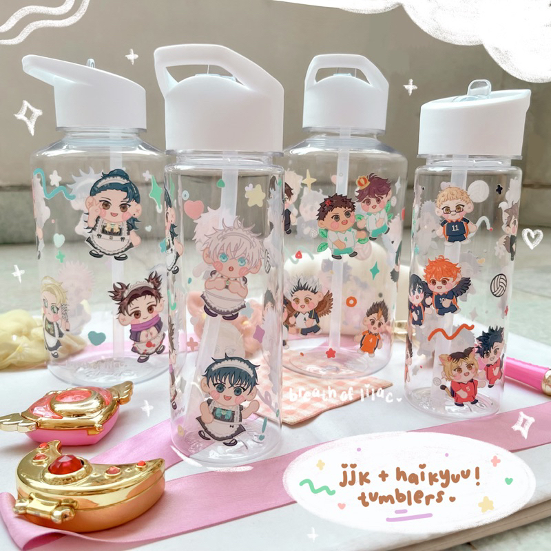 Jujutsu kaisen & haikyuu tumbler transparent clear water bottle jjk hq ...