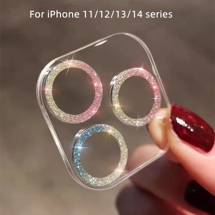 Tc05 Temperglass Camera Glitter 3D For Ip 11 Ip 12 Ip 13 Ip 14 Ip 11 ...