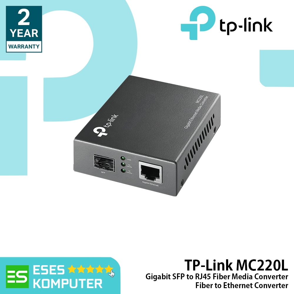 TP-Link MC220L | Gigabit SFP to RJ45 Fiber Media Converter | Fiber to Ethernet Converter ...