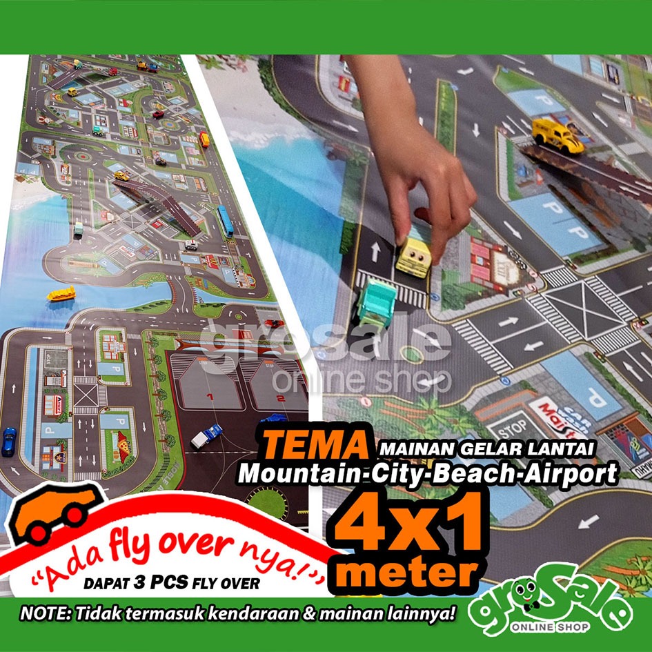 4x1 METER ROAD MAP TOY COMPLETE TRACK MOUNTAIN CITY BEACH BANDARA DENAH ...