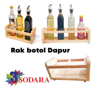 Tempat Botol Kayu Estetik Serbaguna Rak Sekat Rak Sirup Rak Minyak ...
