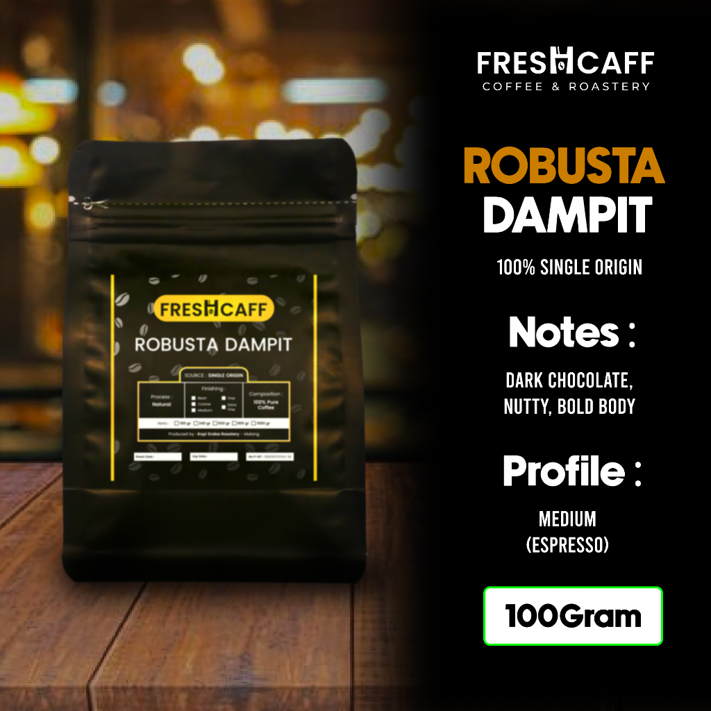 HITAM Dampit Robusta Coffee Pure Black Coffee Without Mixture 100 grams ...