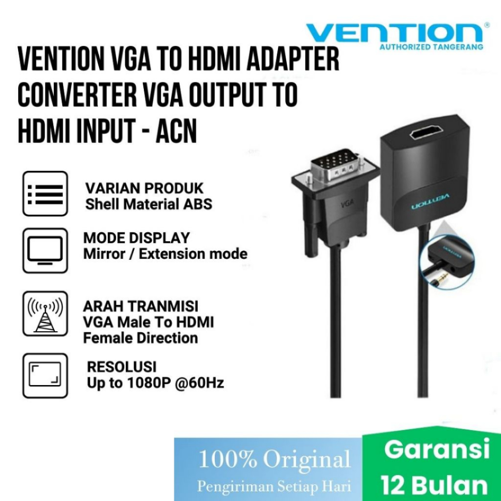Vention VGA to HDMI Adapter Converter VGA Output to HDMI Input - ACN ...