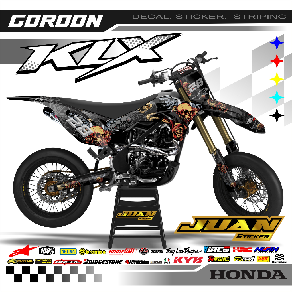 Decal STICKER KLX GORDON STICKER VARIATIONS OF TRILE MOTORCYCLE LATEST ...