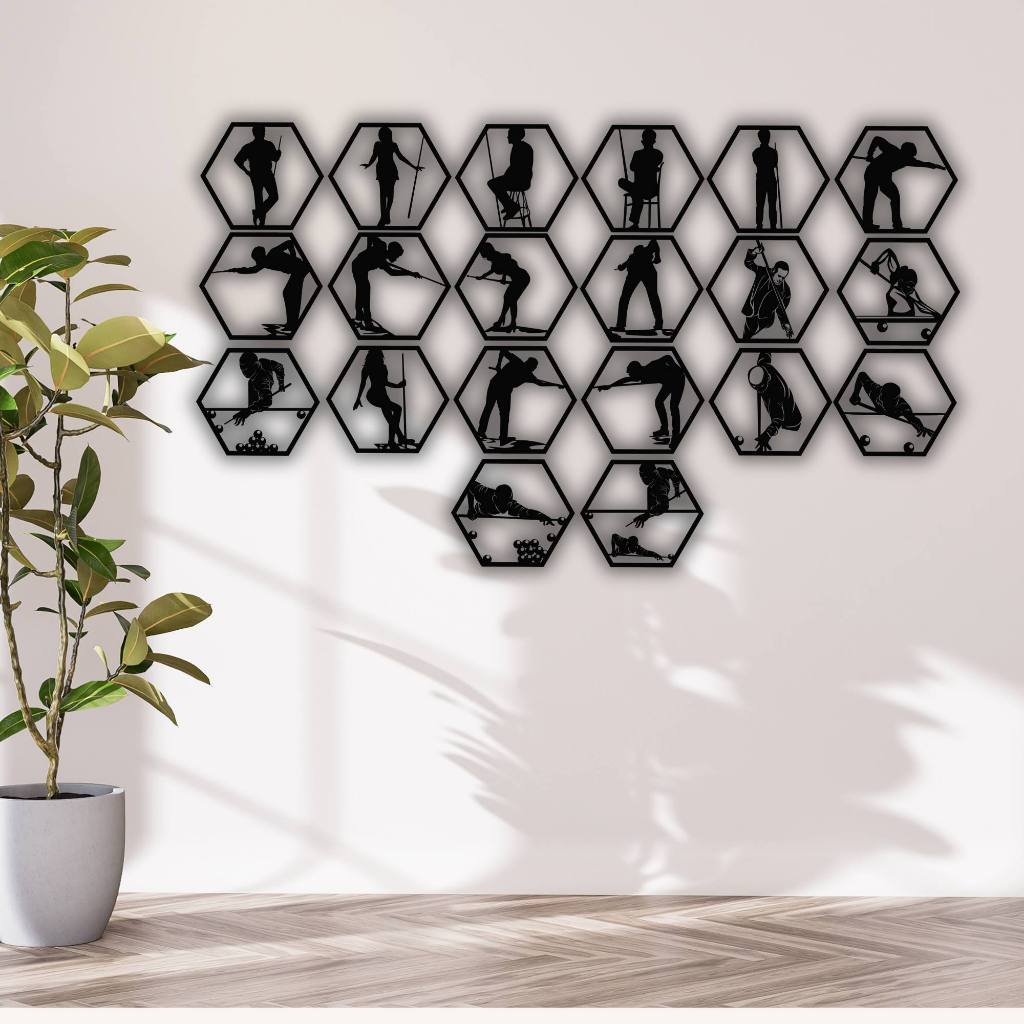 Wall DECOR BILLIARD POSE 41 PANEL BEAUTY LASER CUT PROJECT | Shopee ...