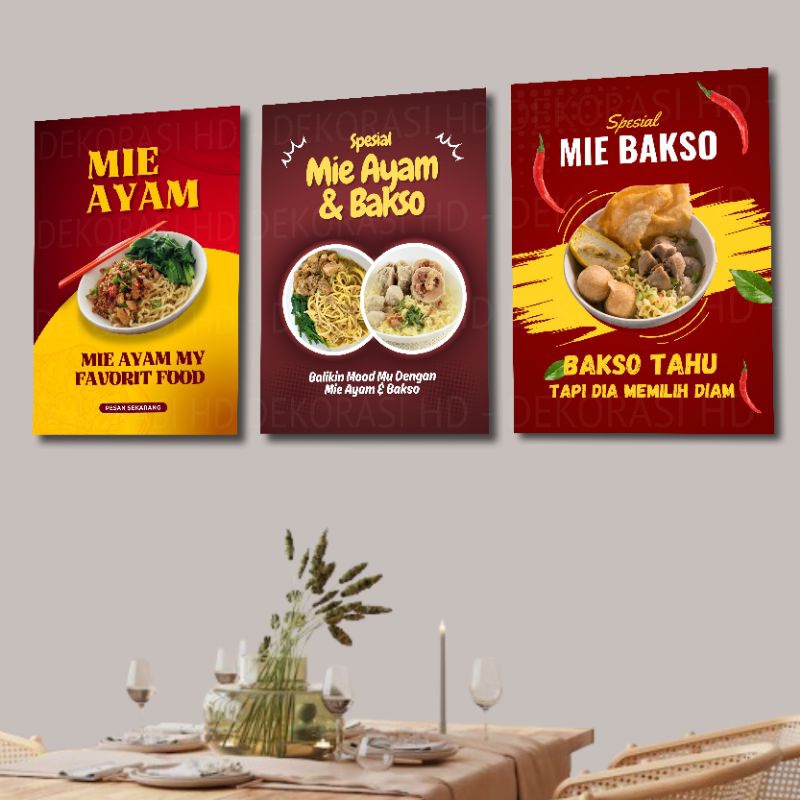HIASAN DINDING KAYU Wooden Poster Menu Noodles Meatballs Chicken ...