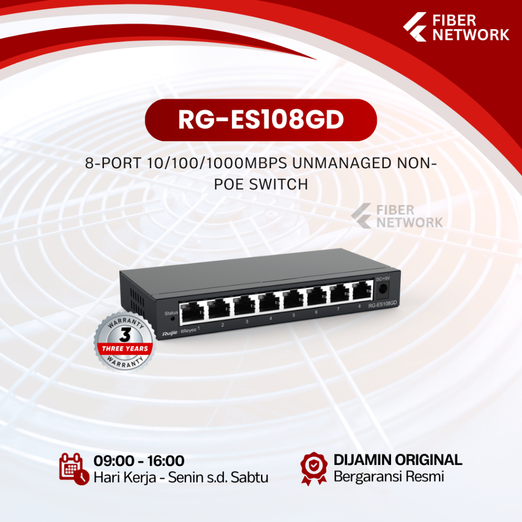 Rg-es108gd RUIJIE REYEE 8 PORT GIGABIT UNMANAGED SWITCH STEEL | Shopee Malaysia