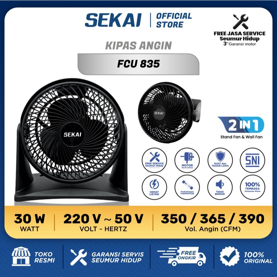 Sekai Circulation Table Fan / Circulator Fan 2in1 FCU 835 (8") | Shopee ...