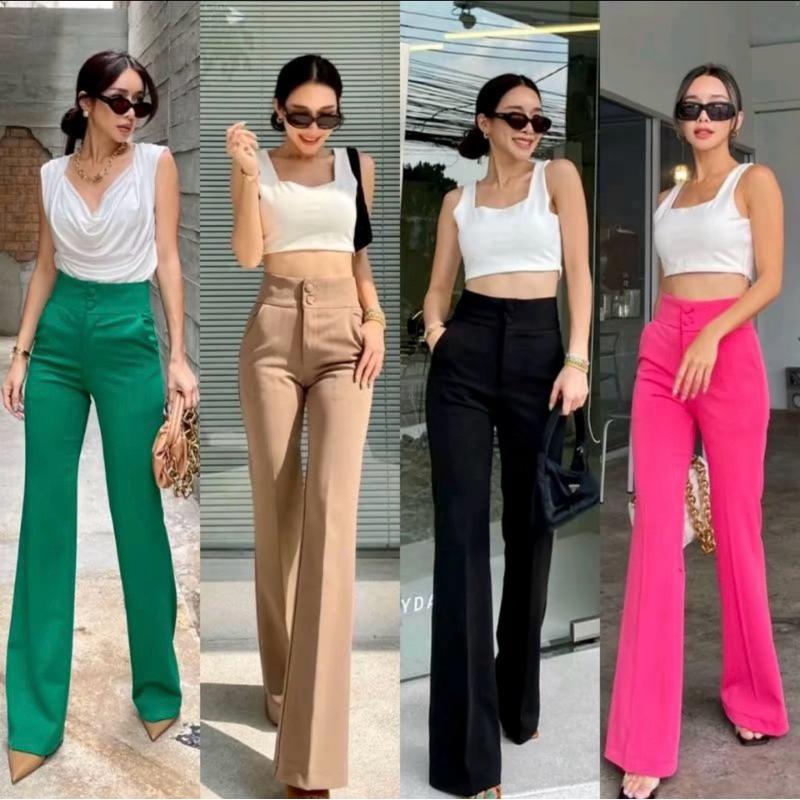 Flare Pants Promthong Bangkok Button 2 HW - Cutbray Pants Promthong ...