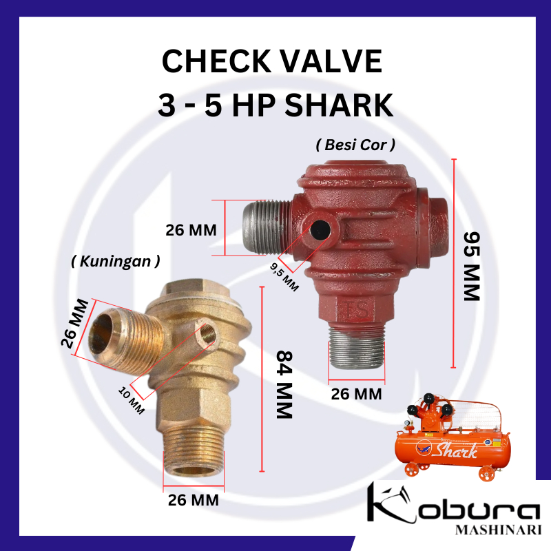 Check Valve 3 - 5 HP Shark Tank Valve Shark Brand Air Compressor One ...