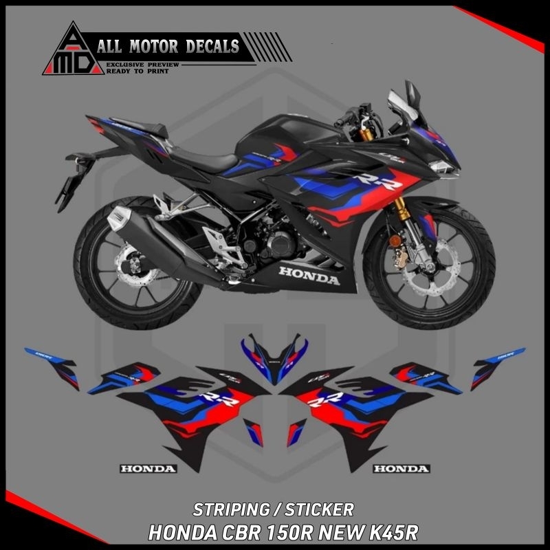 Sticker HONDA CBR 150R K45R LIVERY BMW TRICOLOR / DECAL CBR150R NEW ...