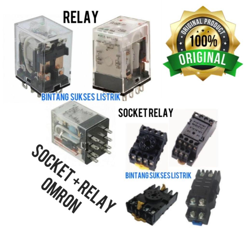 Original OMRON Relay MY2N + Socket PYFZ-08 Relai + Socket 8 PIN 220vac 24vdc 12vdc 24vac 48vac ...