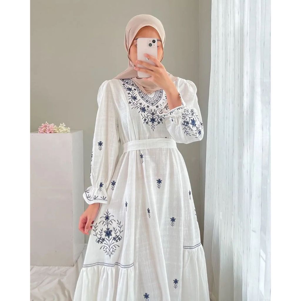Edelia DRESS MATT POLO LINEN MIX EMBROIDERY / VINTAGE TEENAGE DRESS ...