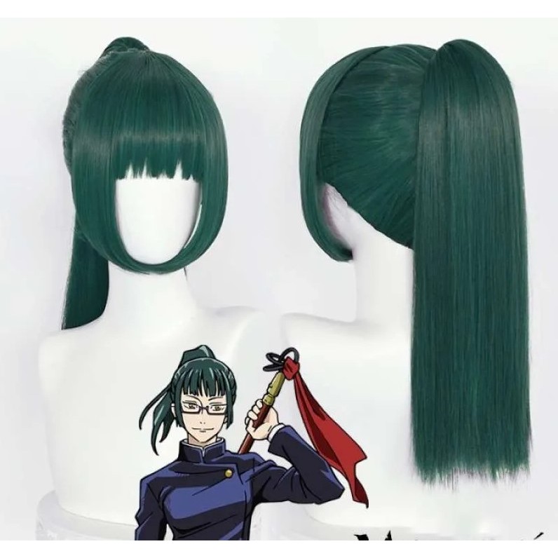 HIJAU [READY Jkt] Ywailisi - Maki Zenin Wig - Jujutsu Kaisen Cosplay ...