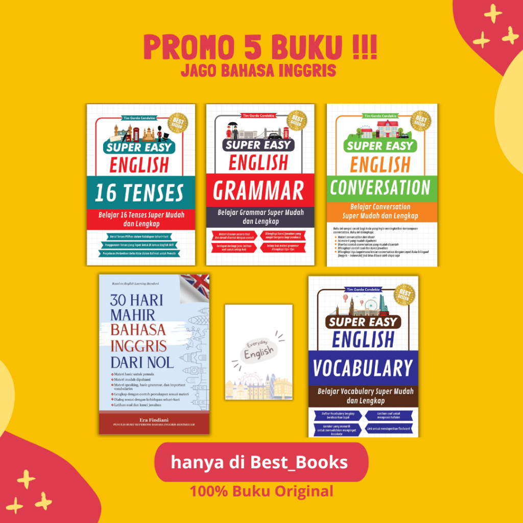 5 English Learning Books (30 Days to Advanced English + Super Easy 16 ...
