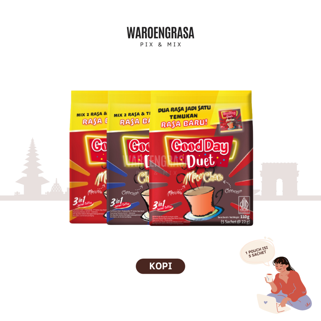 Good Day Duet - Coffee 3 in 1 - 1 Bag contains 5 Sachets - Moca Choco ...