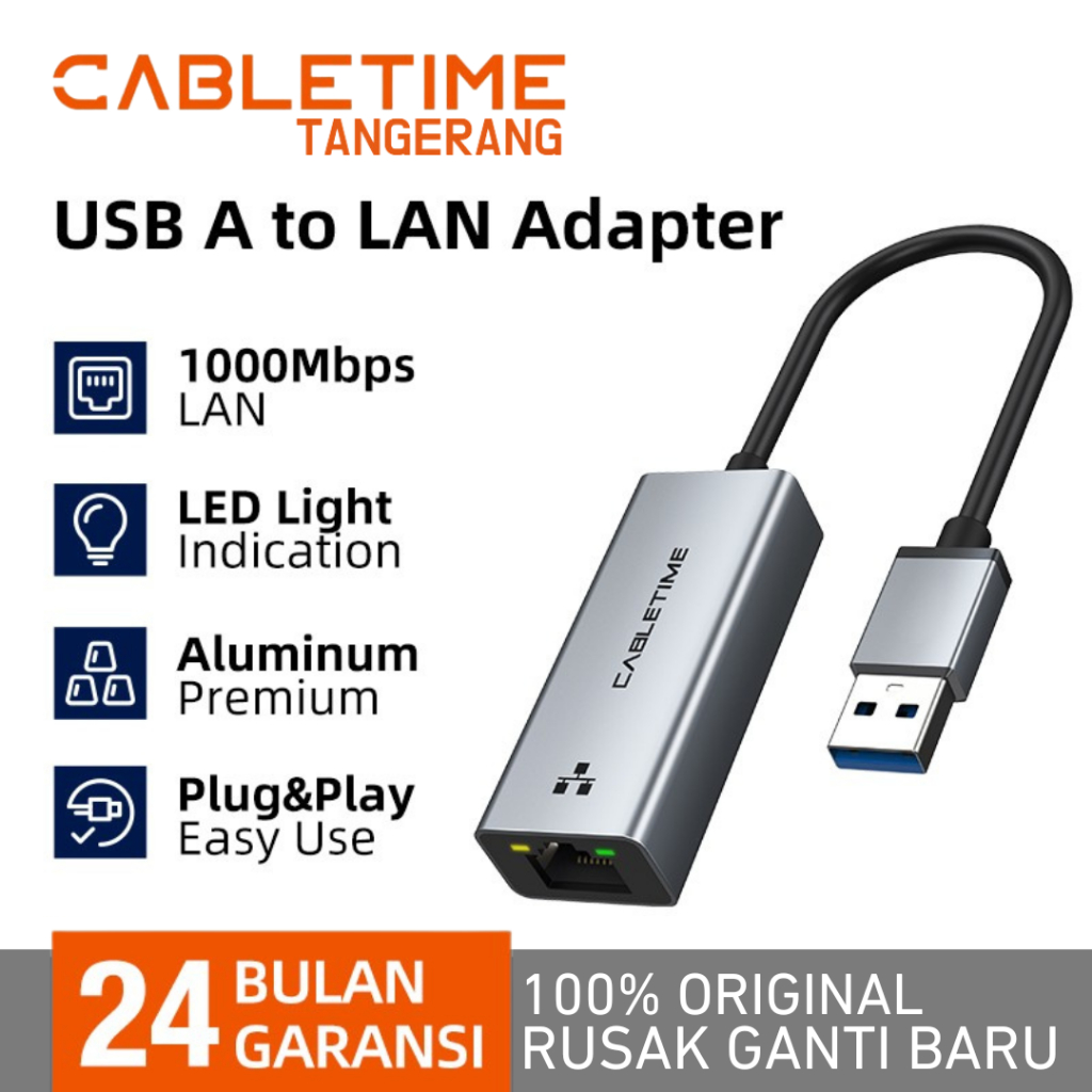 Usb to LAN Ethernet RJ45 CABLETIME Adapter Network Card High Speed ...