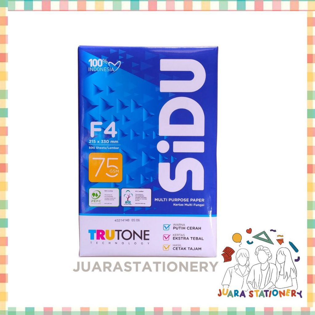 SIDU F4 Paper 75 gsm (538) / SIDU Paper Sinar Dunia Paper Photocopy ...