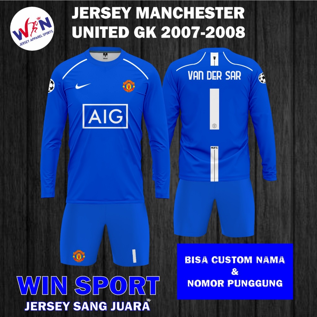 Manchester UNITED KIPER 2007 2008 RETRO Long Sleeve Soccer Jersey ...