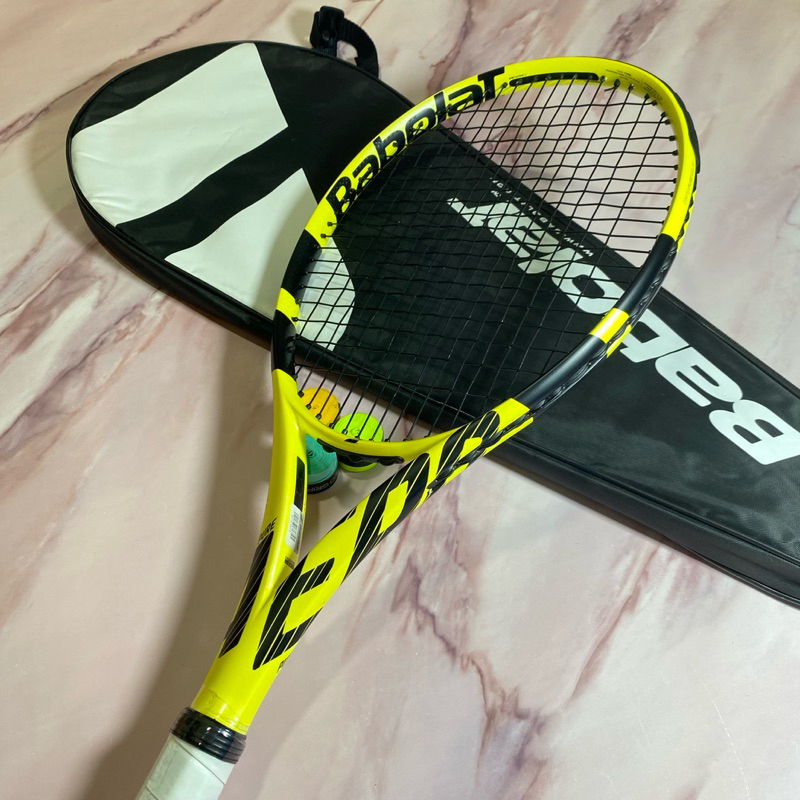 Pure AERO YELLOW BABOLAT FIELD TENNIS RACKET COMPLETE READY TO USE ...