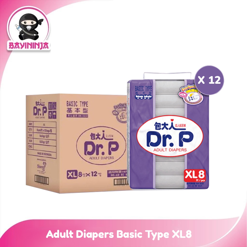 Dr P DRP Adult Diapers Basic Type XL8 - 1 Ctn 12 Pcs | Shopee Malaysia