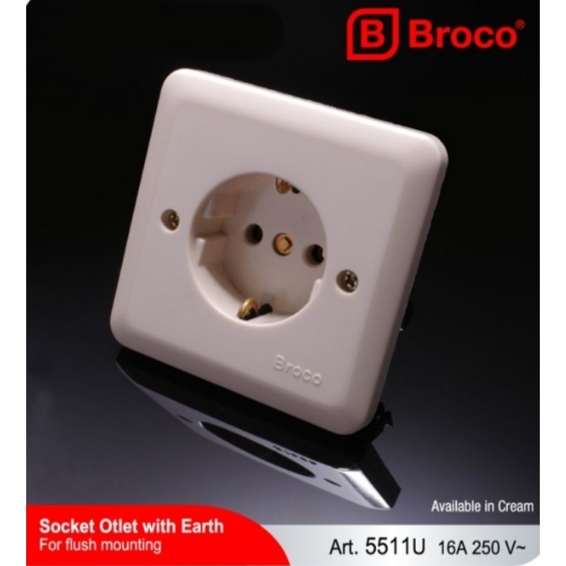 Broco Socket//Broco Electrical New Gee Urea 5511U Inbow Socket | Shopee ...