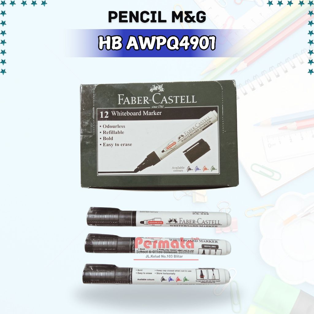 HITAM Original FABER CASTELL Whiteboard Marker Black (1 Pcs) | Shopee ...
